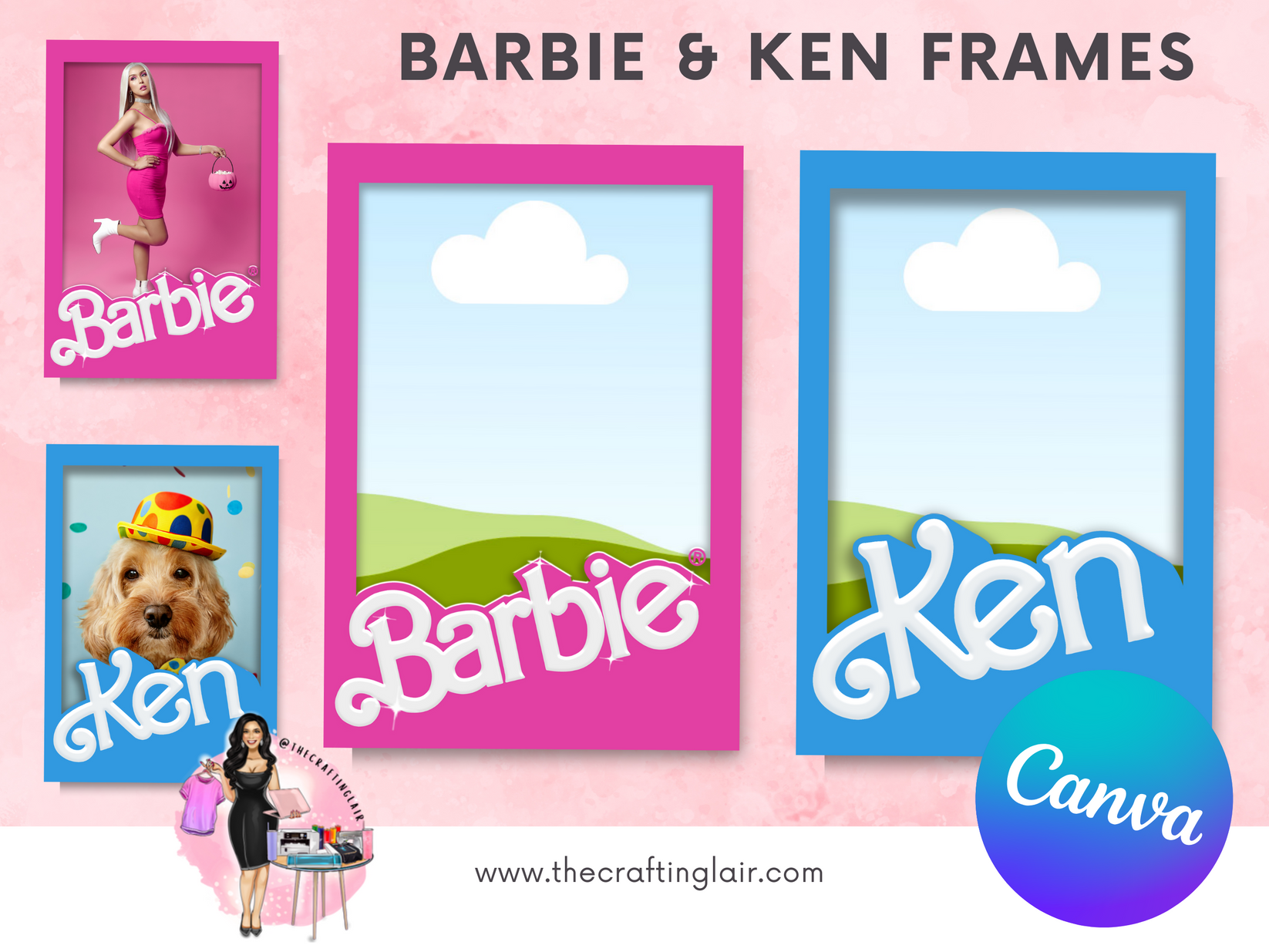 Barbie & Ken Canva Frames – The Crafting Lair